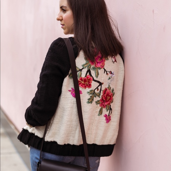 Zara | Jackets & Coats | Zara Embroidered And Embellished Bomber Jacket ...