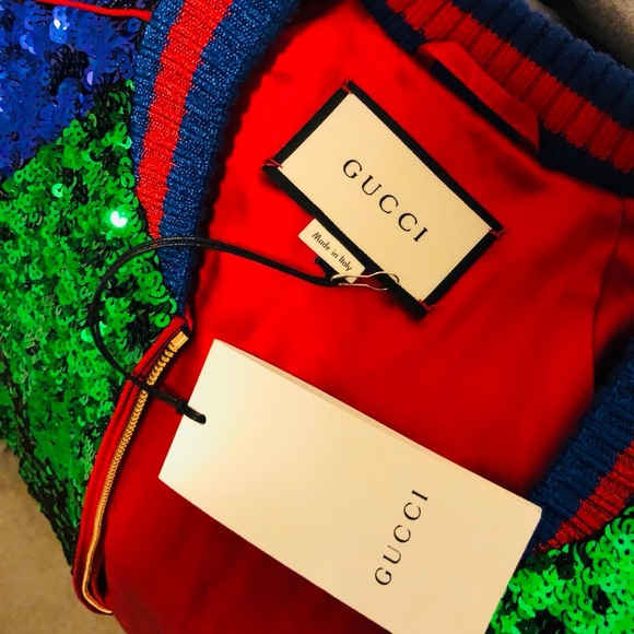 Gucci | Jackets & Coats | Gucci Multicolor Sequin Bomber Jacket | Poshmark