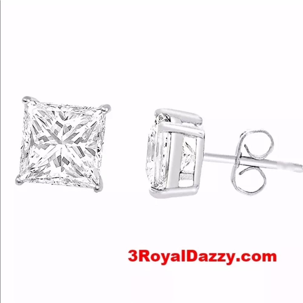 18k Layered Sterling Silver 1ct Cz Princess - Gem