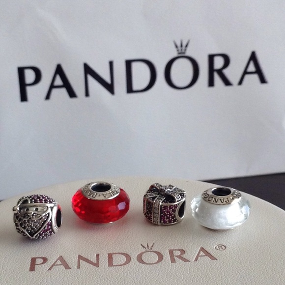 Pandora | Jewelry | Pandora Christmas 27 Red Charmset Of 4 New | Poshmark