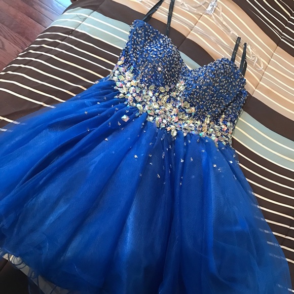 Jovani | Dresses | Jovani Short Blue Sequined Prom Dress | Poshmark