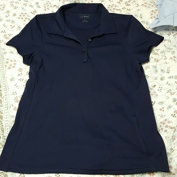 L.L. Bean | Tops | Navy Blue Workout Shirt With Pocket | Poshmark