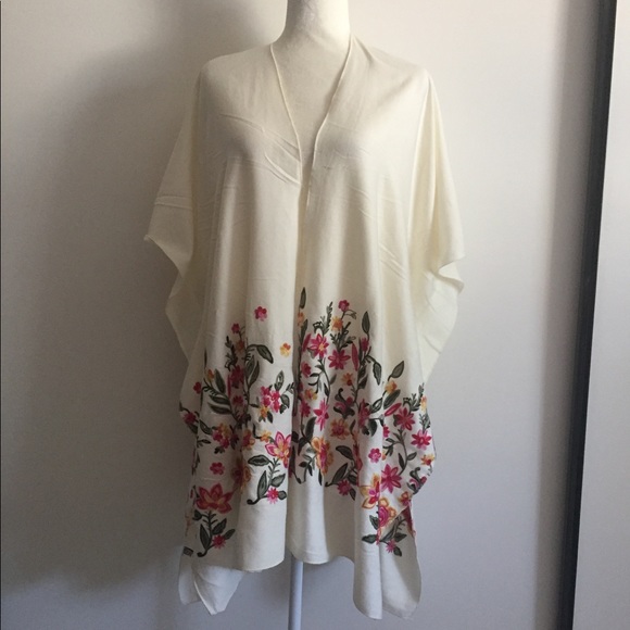 Tops | Garden Embroidered Poncho | Poshmark