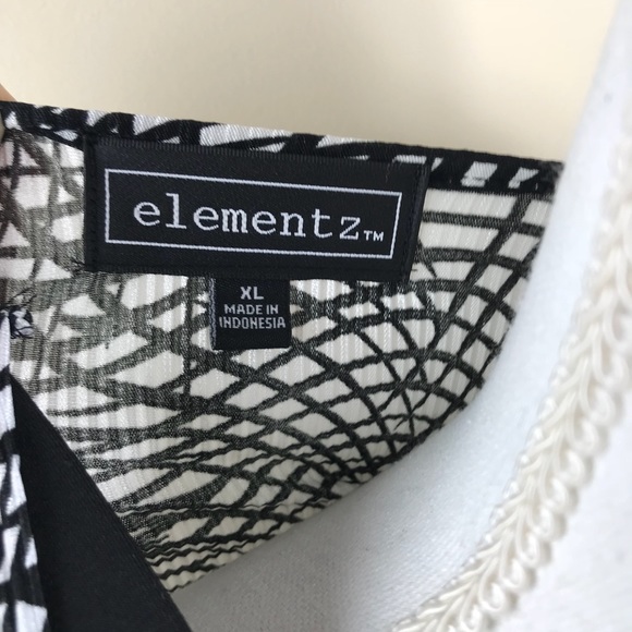 Elementz | Tops | Elementz 34 Length Sleeve Blouse Xl Black White | Poshmark