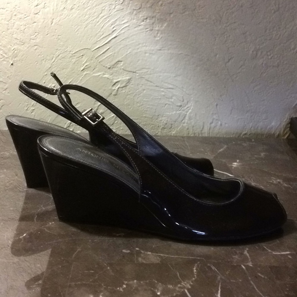 Antonio Melani Patent Leather Wedge Heels - Gem