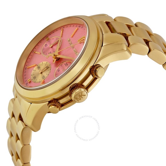 Michael Kors | Accessories | Michael Kors Gold Pink Runway Chronograph ...