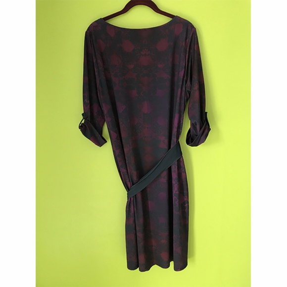 Jete | Dresses | Jete Long Sleeve Black Damask Red Violet Dress Xl ...