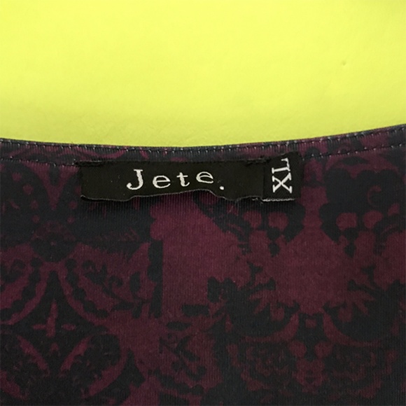 Jete | Dresses | Jete Long Sleeve Black Damask Red Violet Dress Xl ...