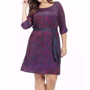 Jete | Dresses | Jete Long Sleeve Black Damask Red Violet Dress Xl ...