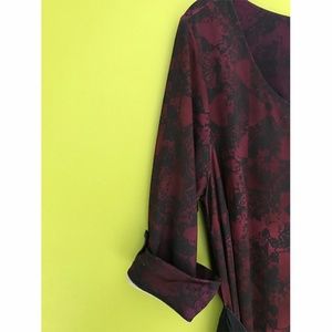 Jete | Dresses | Jete Long Sleeve Black Damask Red Violet Dress Xl ...