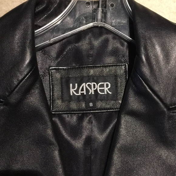 Kasper | Jackets & Coats | Kasper Fitted Long Black Lamb Leather Trench ...