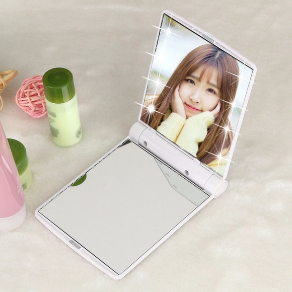 Makeup | Folding Portable Lighted Compact Mirror White | Poshmark