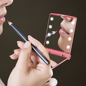 Makeup | Folding Portable Lighted Compact Mirror Pink | Poshmark