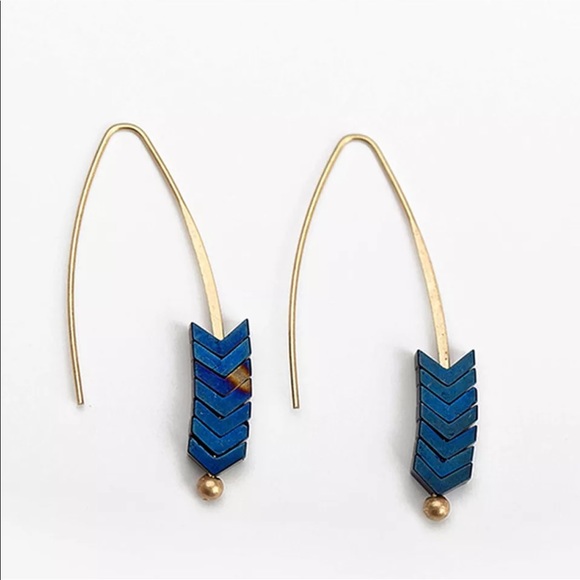 Jewelry | New Metallic Blue Gold Arrow Earrings | Poshmark