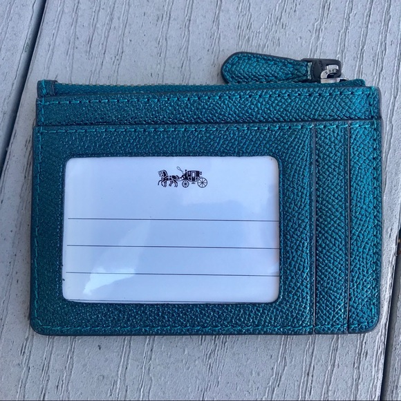 Coach | Bags | Coach Metallic Teal Coincard Holder | Poshmark
