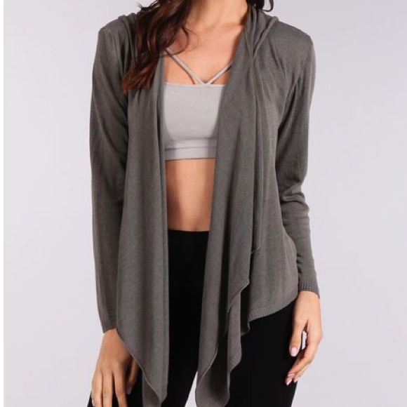 M.Rena Los Angeles | Tops | Nwt Open Front Drape Knit Yoga Hooded Cardi ...