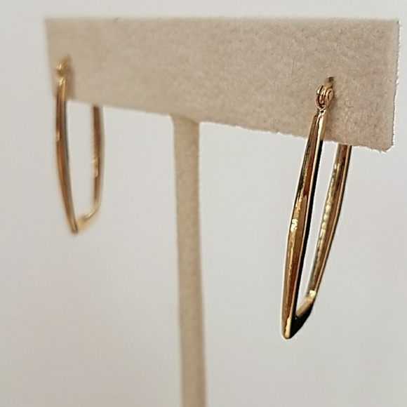 Jewelry | 14k Solid Yellow Gold Hoop Rectangle Earrings | Poshmark