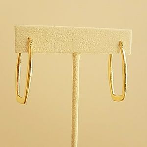 Jewelry | 14k Solid Yellow Gold Hoop Rectangle Earrings | Poshmark