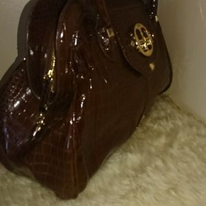 IMAN | Bags | Iman Signature Purse Brown Patent Croc Print Nwot | Poshmark