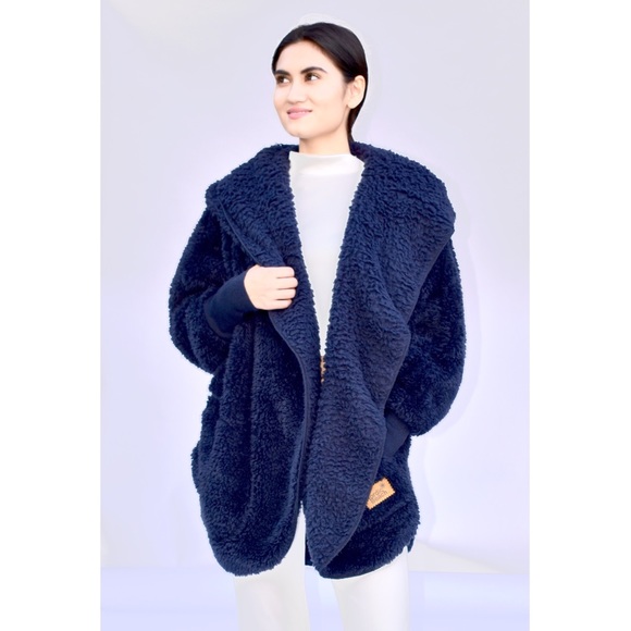 Nordic Beach | Jackets & Coats | Nordic Beach Fluffy Jacket Navy | Poshmark