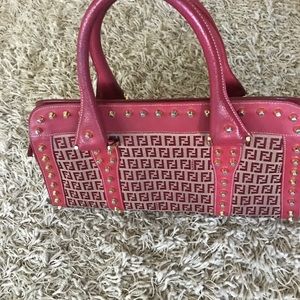 Fendi | Bags | Red Fendi Leather Studded Large Handbag | Poshmark