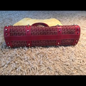 Fendi | Bags | Red Fendi Leather Studded Large Handbag | Poshmark