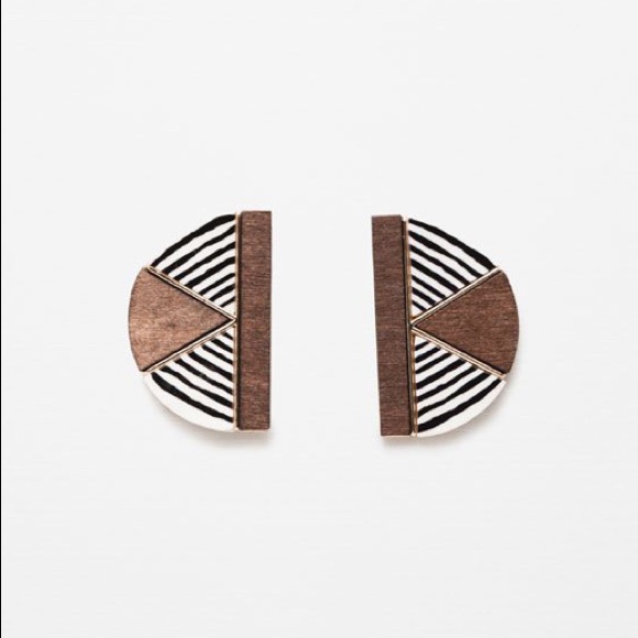 Zara | Jewelry | Zara Nib Ceramic Wood Earrings Brand New | Poshmark