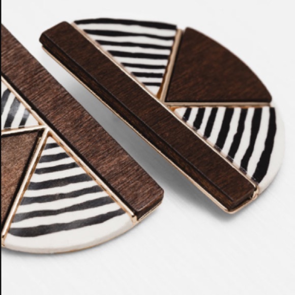 Zara | Jewelry | Zara Nib Ceramic Wood Earrings Brand New | Poshmark