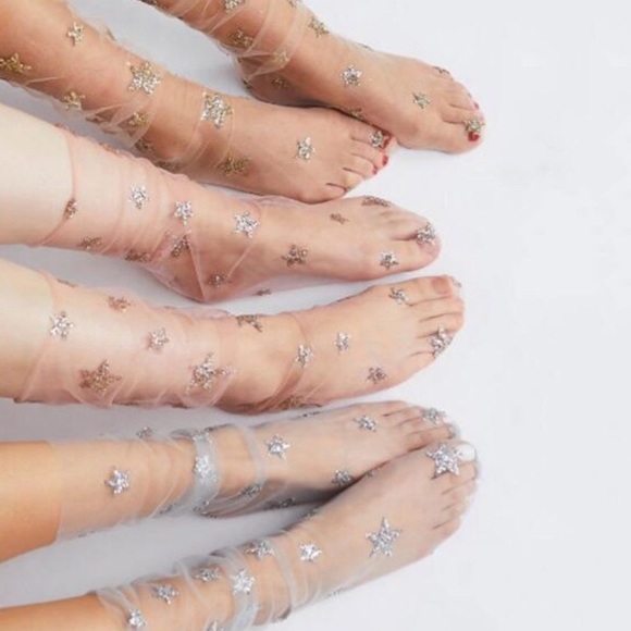 MyBlingThingz | Accessories | Glitter Stars Tulle Socks Sheer Mesh ...