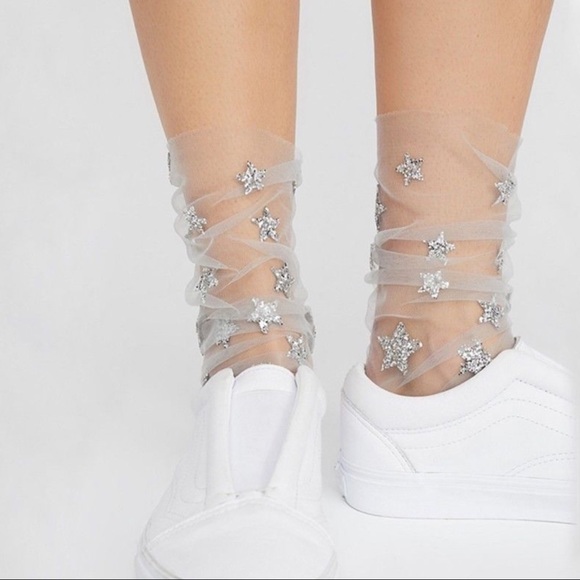 MyBlingThingz | Accessories | Glitter Stars Tulle Socks Sheer Mesh ...