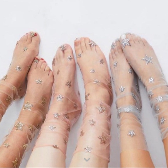 MyBlingThingz | Accessories | Glitter Stars Tulle Socks Sheer Mesh ...