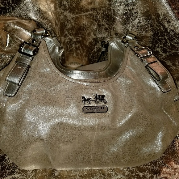 Coach | Bags | Coach Metallic Shimmer Leather Handbag | Poshmark