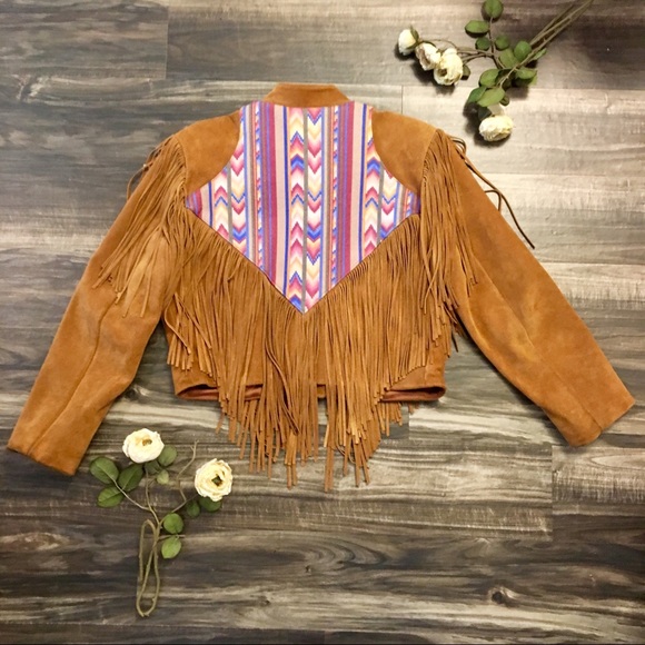 Lariat | Jackets & Coats | Rare Vintage Lariat Leather Fringe Navajo ...