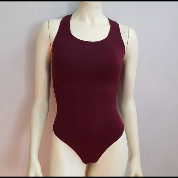 Tops | Black Racerback Thong Bodysuit Tank | Poshmark