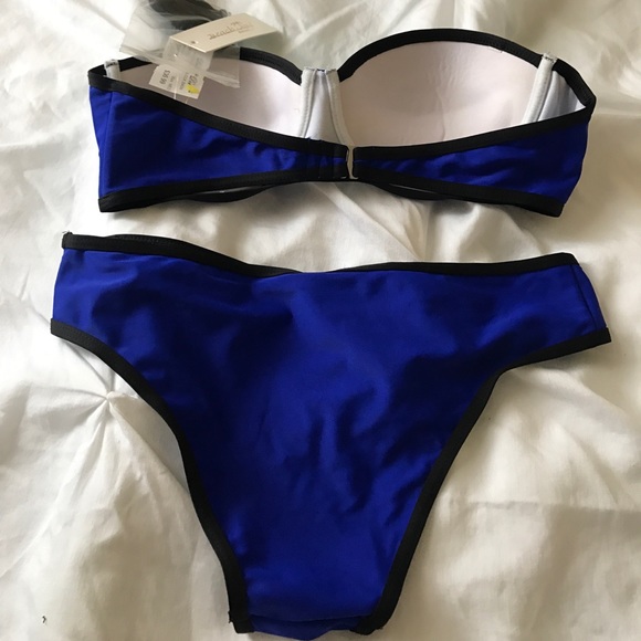 Swim | Turquoise Navy Blue Color Block Bikini | Poshmark
