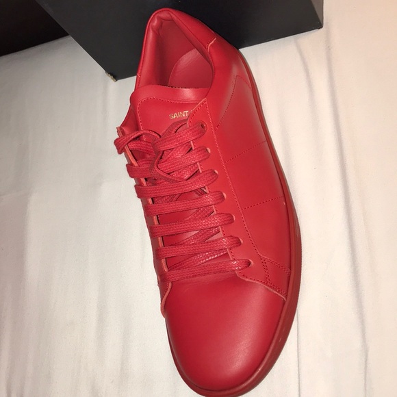 Yves Saint Laurent | Shoes | Saint Laurent All Red Shoes Lowtop | Poshmark