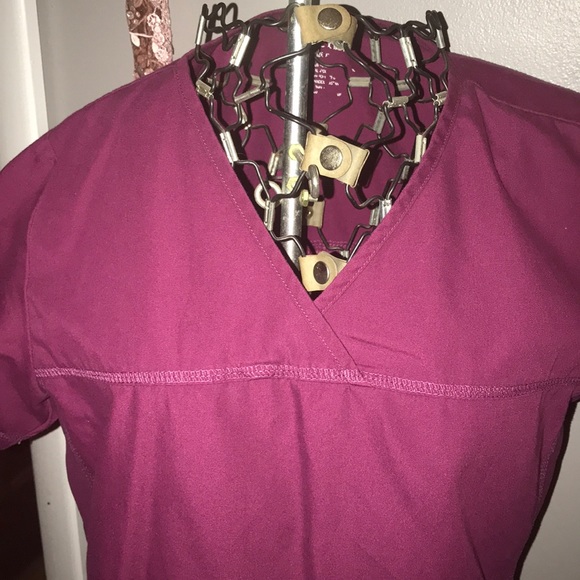 Cherokee | Tops | Cherokee Wine Color Scrub Top Xs | Poshmark