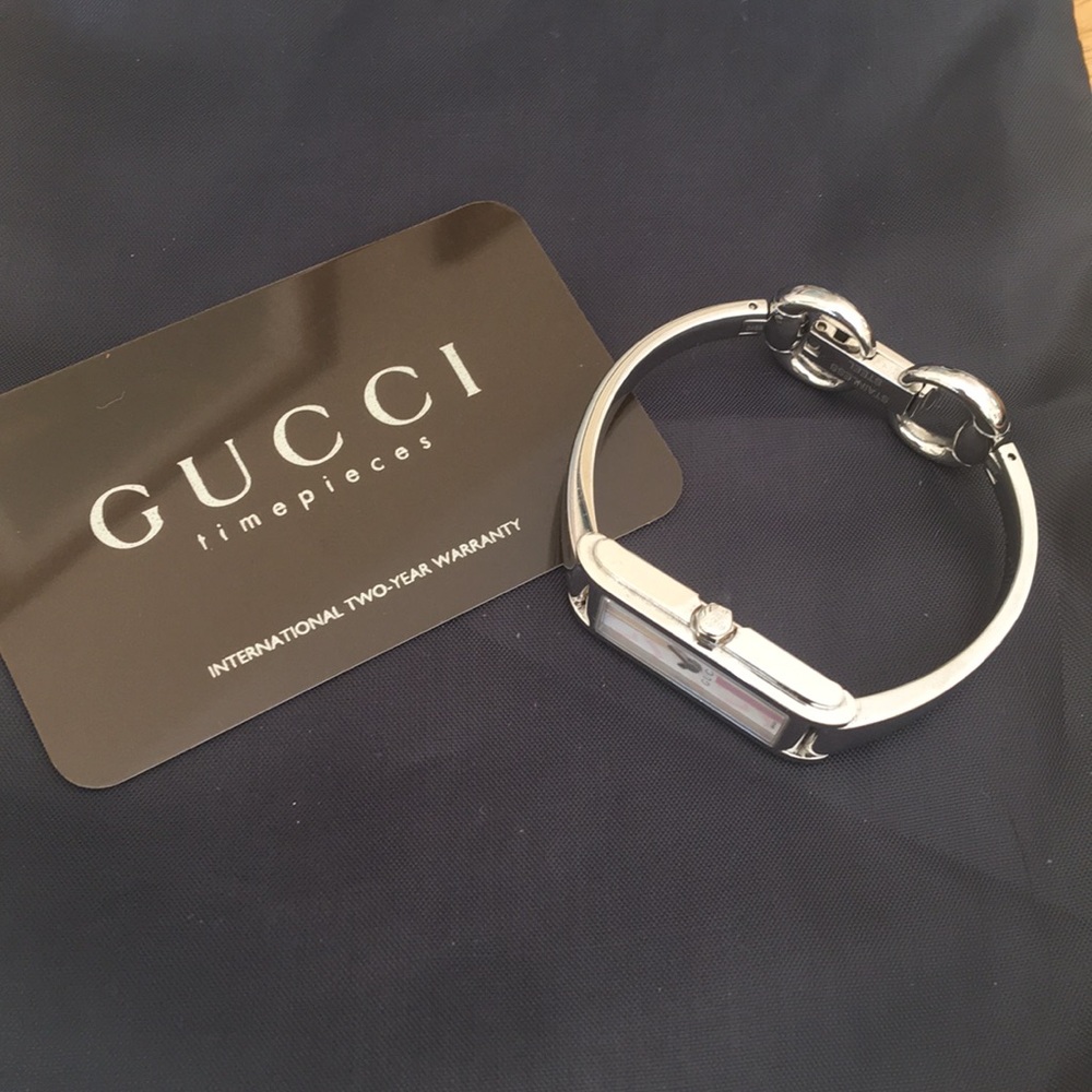 Authentic Gucci Silver Bangle Watch - Gem