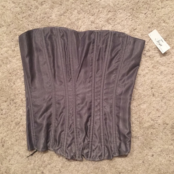 Tesa | Intimates & Sleepwear | Tesa Escante Gunmetal Silver Silk Corset ...