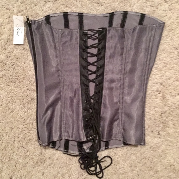 Tesa | Intimates & Sleepwear | Tesa Escante Gunmetal Silver Silk Corset ...