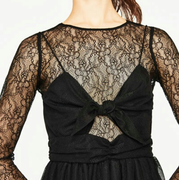 Zara | Dresses | Zara New Lace Bow Mini Dress | Poshmark