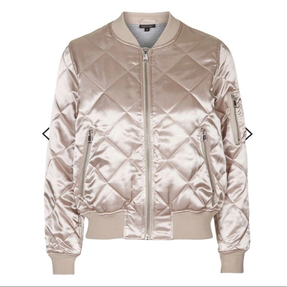 Topshop | Jackets & Coats | Topshop Quilted Shiny Bomber Jacket | Poshmark