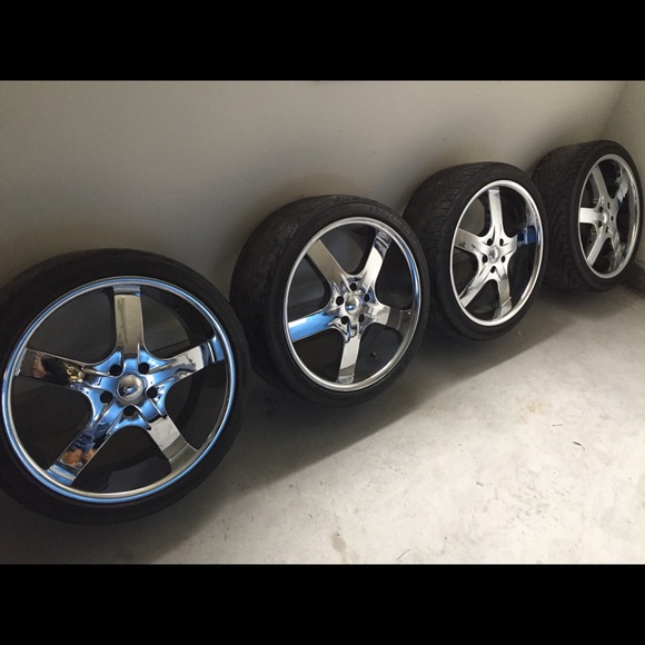U2 55s | Other | 2 Inch Chrome U2 55 Rims 5 Lug With Good Tires | Poshmark