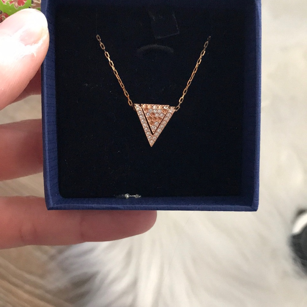 Swarovski Rose Gold Versatile Triangle Necklace - Gem