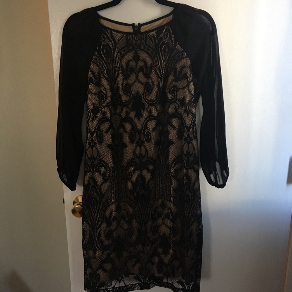 Black With Nude Bodess And Black Lace Overlay - Gem