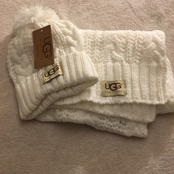 UGG | Accessories | All White Knitted Ugg Scarf And Beanie | Poshmark