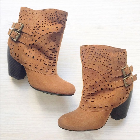 Boutique | Shoes | Cognac Rust Perforated Round Toe Booties | Poshmark