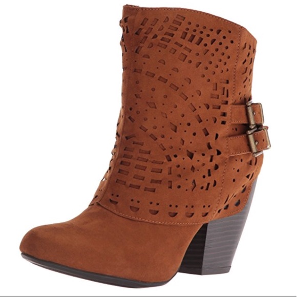 Boutique | Shoes | Cognac Rust Perforated Round Toe Booties | Poshmark