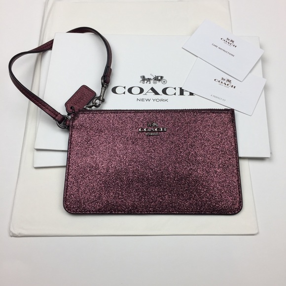 Coach | Bags | New Coach Wristlet Metallic Cherry Glitter Sparkle ...