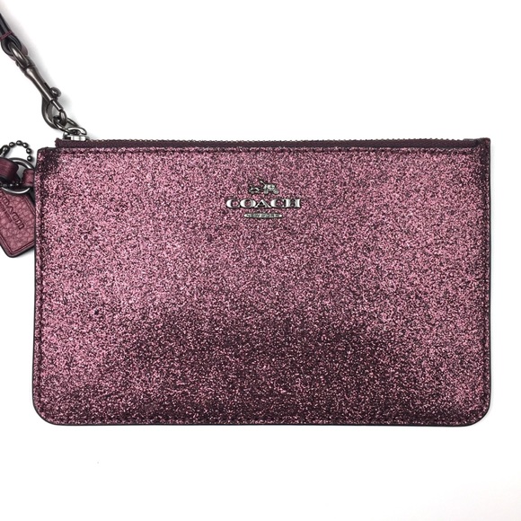 Coach | Bags | New Coach Wristlet Metallic Cherry Glitter Sparkle ...